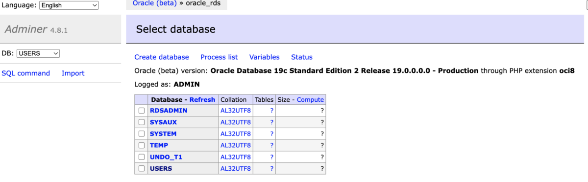 Configuring adminer for Oracle Databases - My Battles With Technology